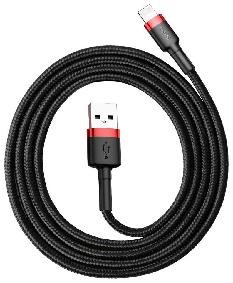 Дата-кабель Baseus Cafule Cable CALKLF-B19, USB to Lightning, 1м красно-черный