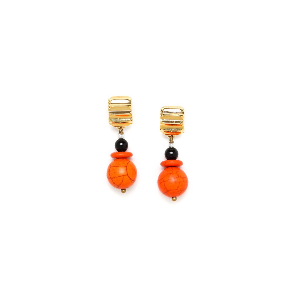Серьги подвески из бижутерного сплава Nature Bijoux Halmahera, агат/говлит