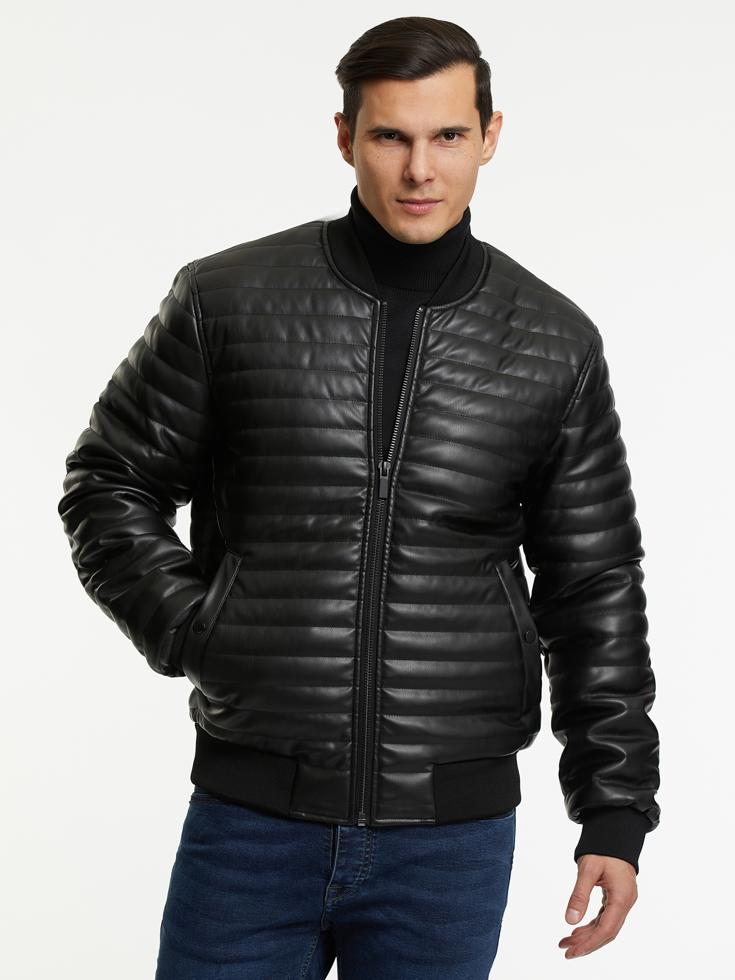 Кожаная куртка мужская oodji 1L511053M черная XL
