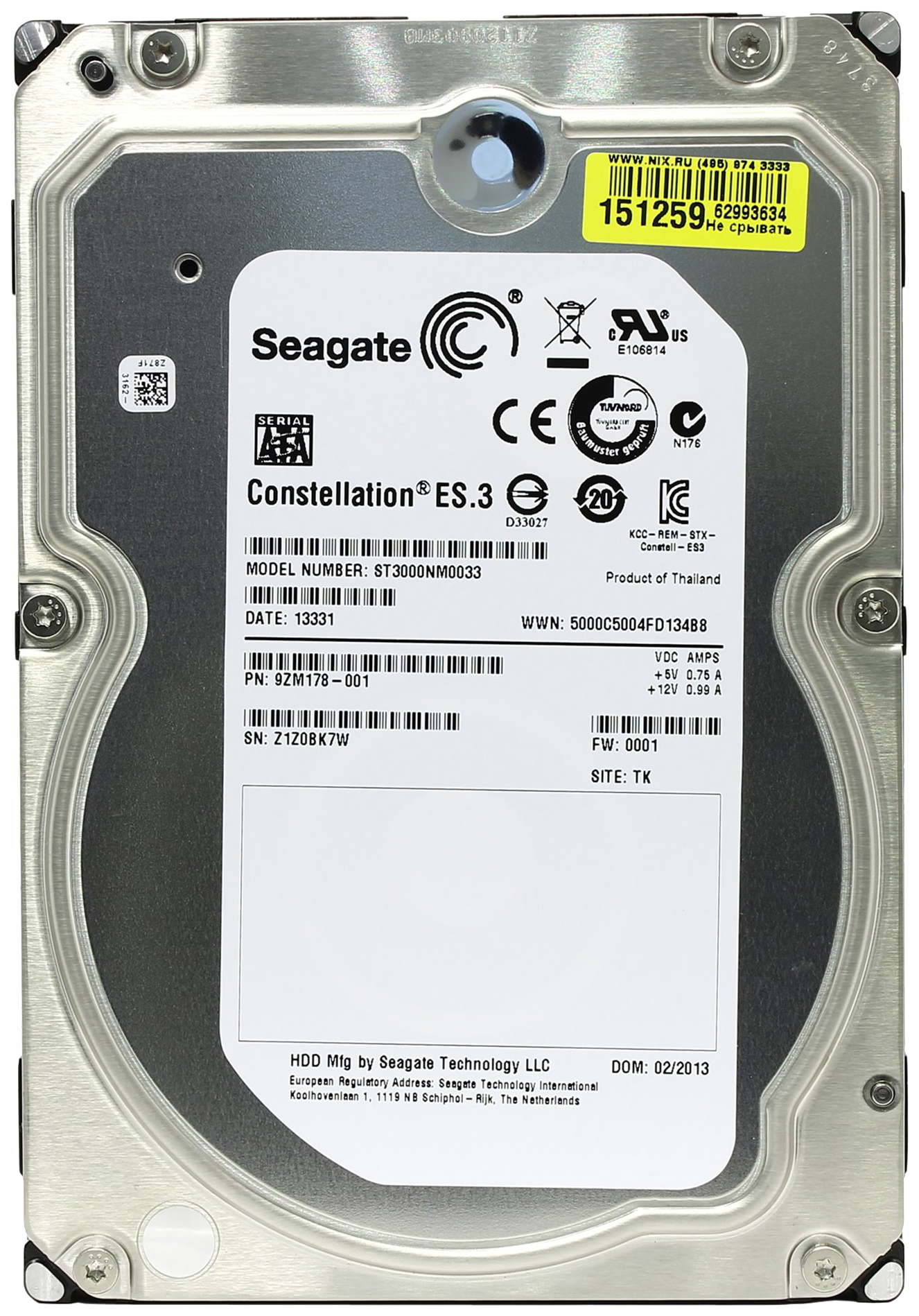 Жесткий диск Seagate Constellation ES.3 3ТБ (ST3000NM0033)