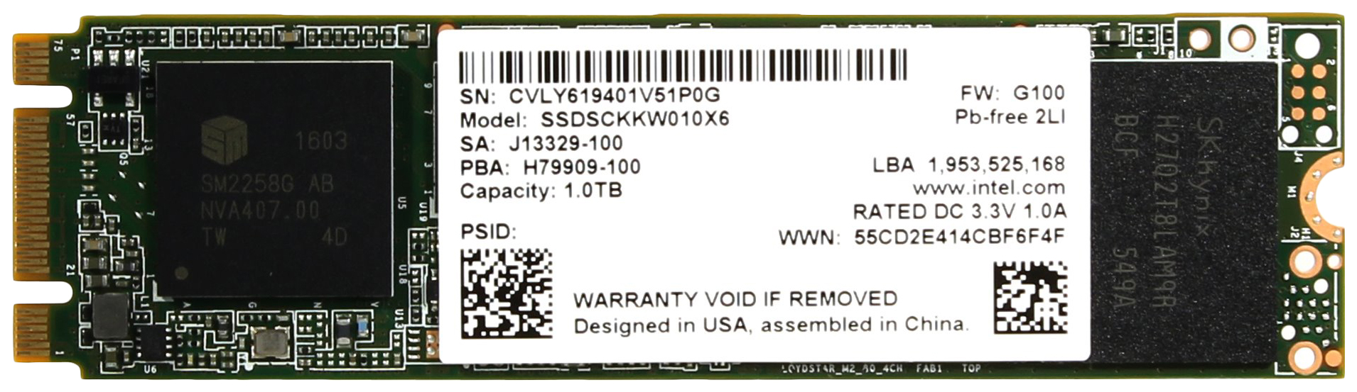 SSD накопитель Intel 540s M.2 2280 1 ТБ (SSDSCKKW010X6X1)