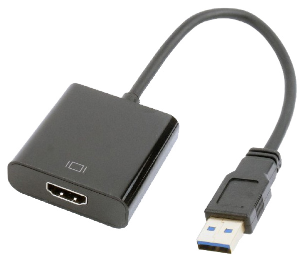 Адаптер Gembird USB A-HDMI, M-F Black (A-USB3-HDMI-02)