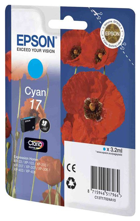 Картридж для струйного принтера Epson C13T17024A10, голубой, оригинал