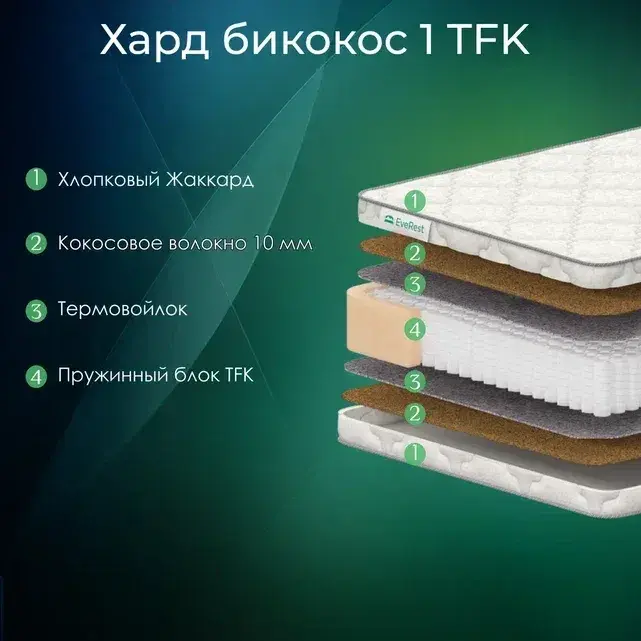 Матрас Everest Хард Бикокос 10 TFK пружинный 90 х 200 см