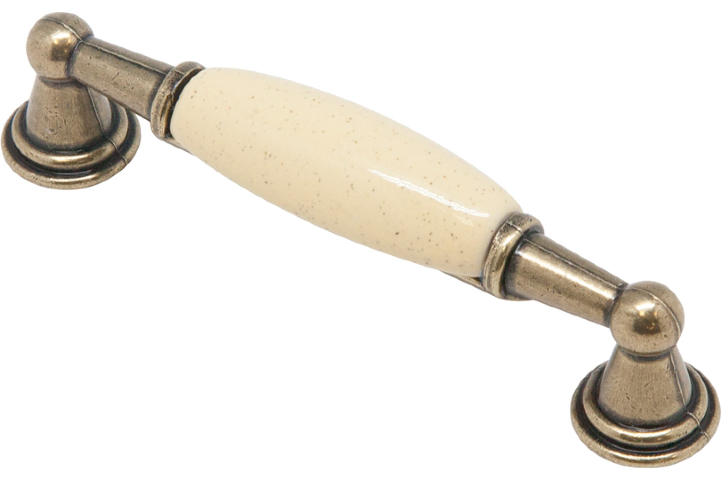 KERRON Ручка-скоба с фарфором, 96мм, Д120 Ш23 В28, оксидированная бронза/бежевый SF05-05-9