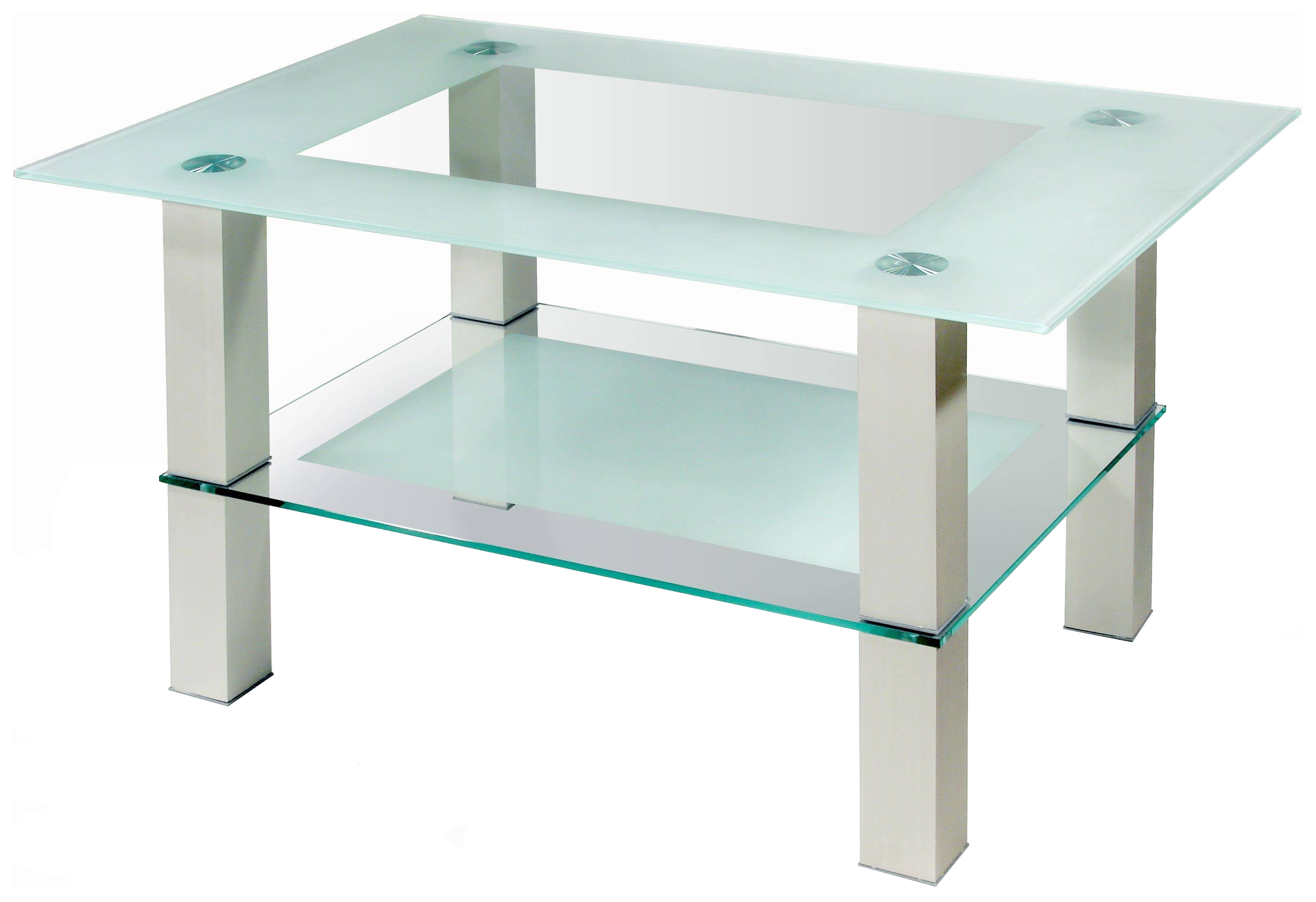 Журнальный столик Мебелик Кристалл 2 1678 90х60х50 см, алюминий/прозрачное