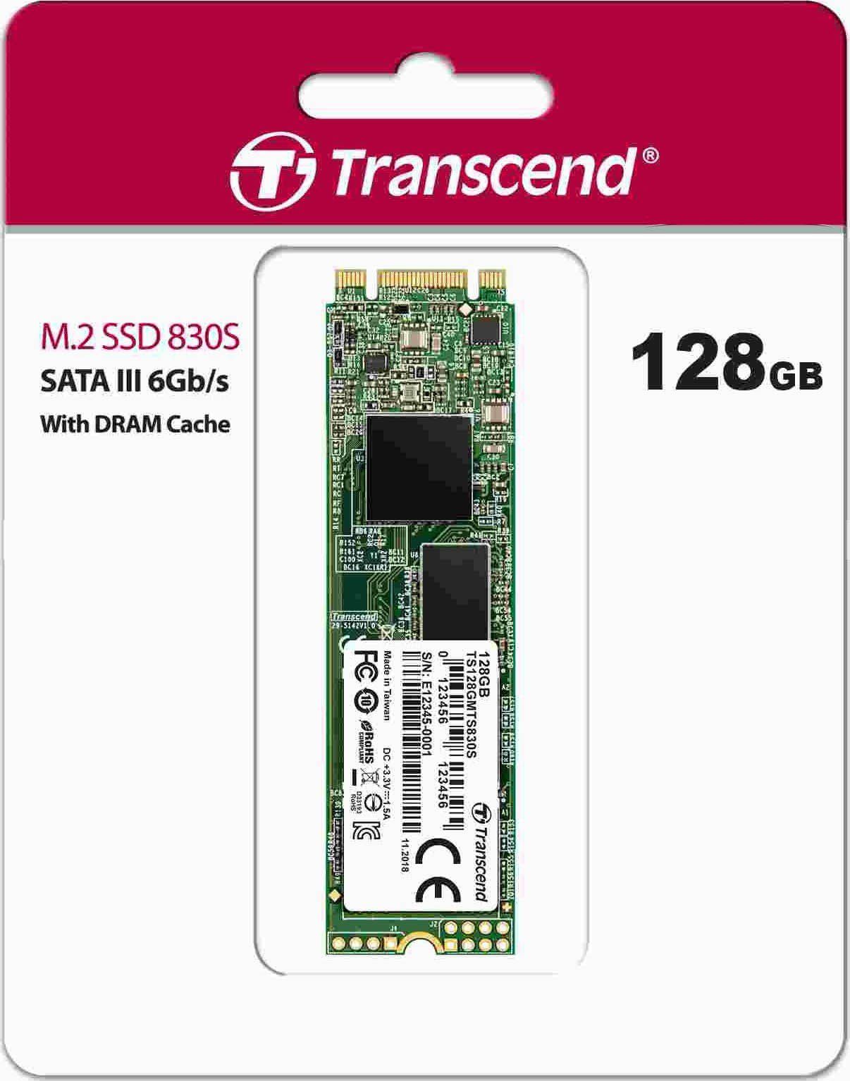 SSD накопитель Transcend MTS830S M.2 2280 128 ГБ (TS128GMTS830S)