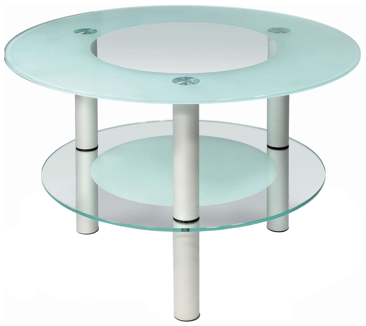 Журнальный столик Мебелик Кристалл 3 1879 75х75х50 см, алюминий/прозрачное