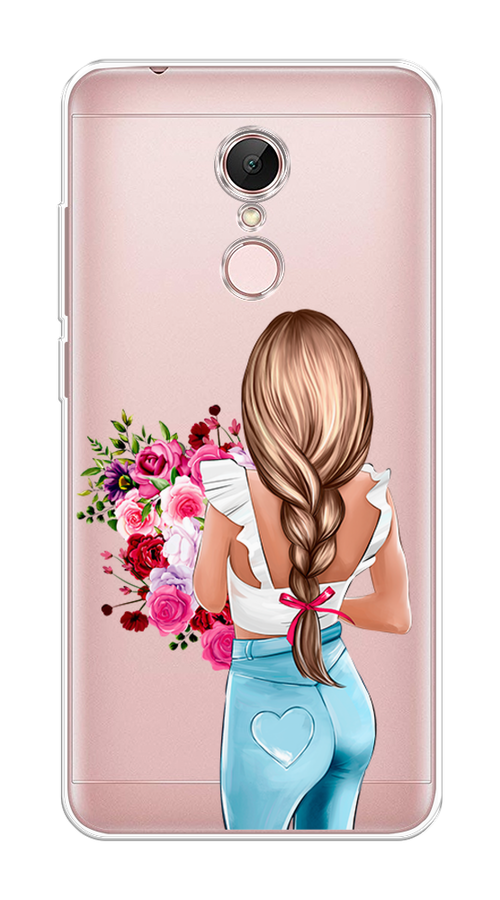 Чехол на Xiaomi Redmi 5 "Девушка с цветами"