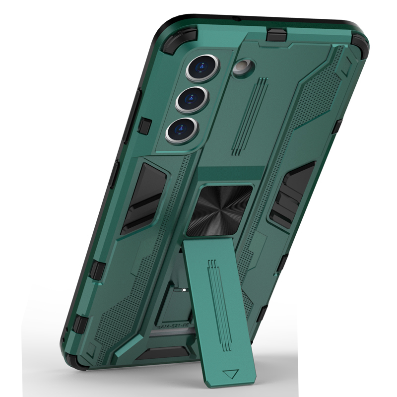 Противоударный чехол с подставкой Transformer для Samsung Galaxy S21 FE (зеленый)