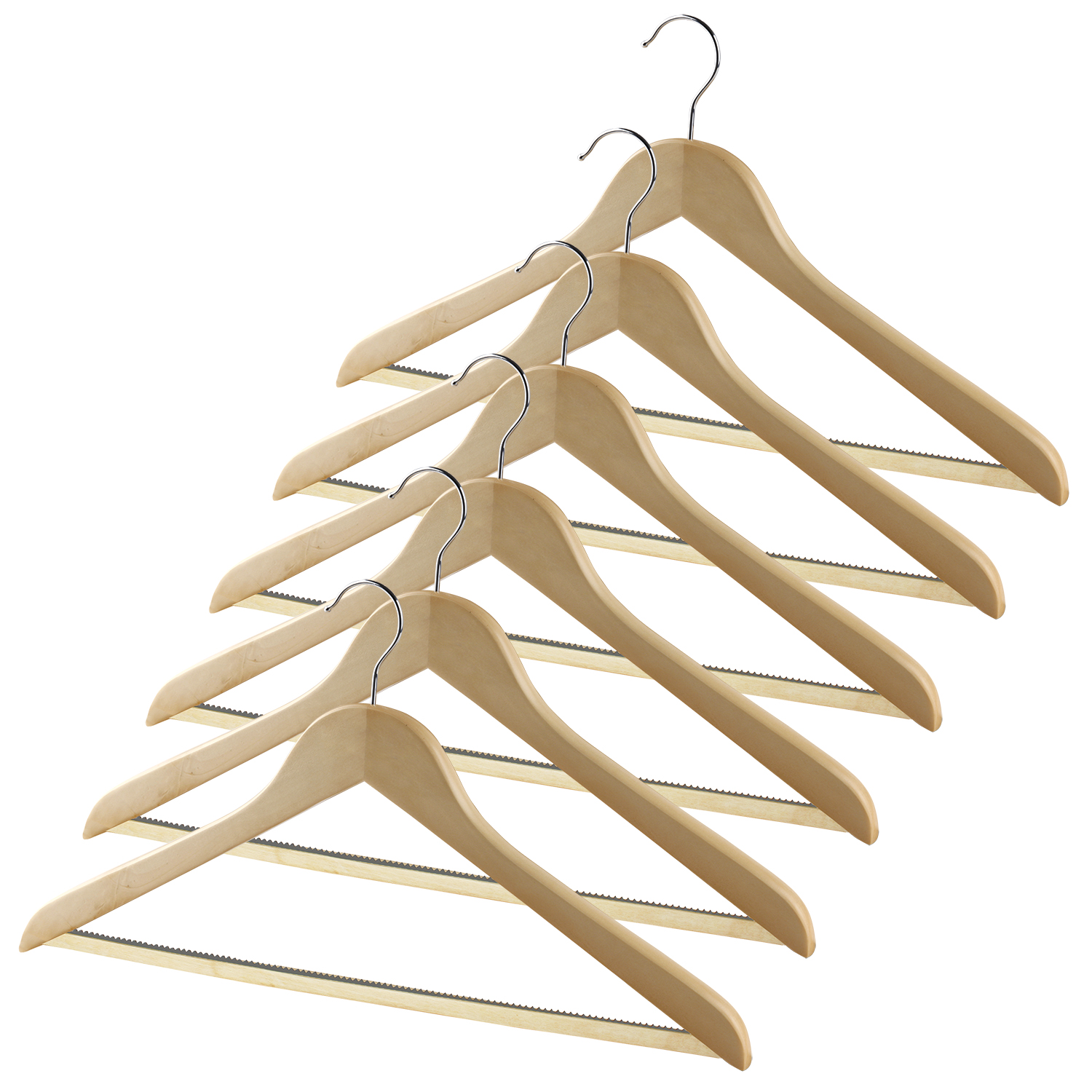 Вешалки-плечики для одежды Valiant деревянные с противоскользящей вставкой, набор 6 шт