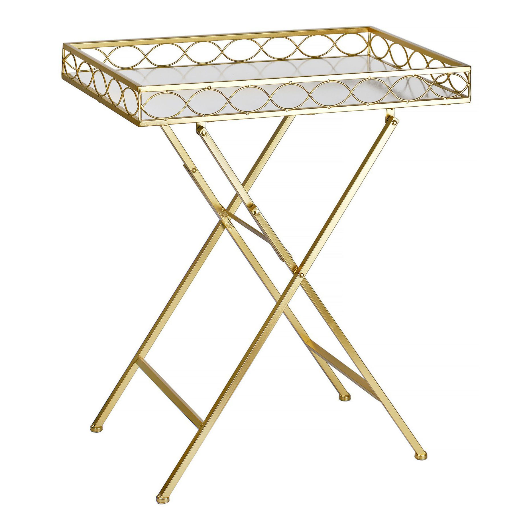 Столик кофейный прямоугольный Glasar бело-золотой 62 х 39 х 71 см