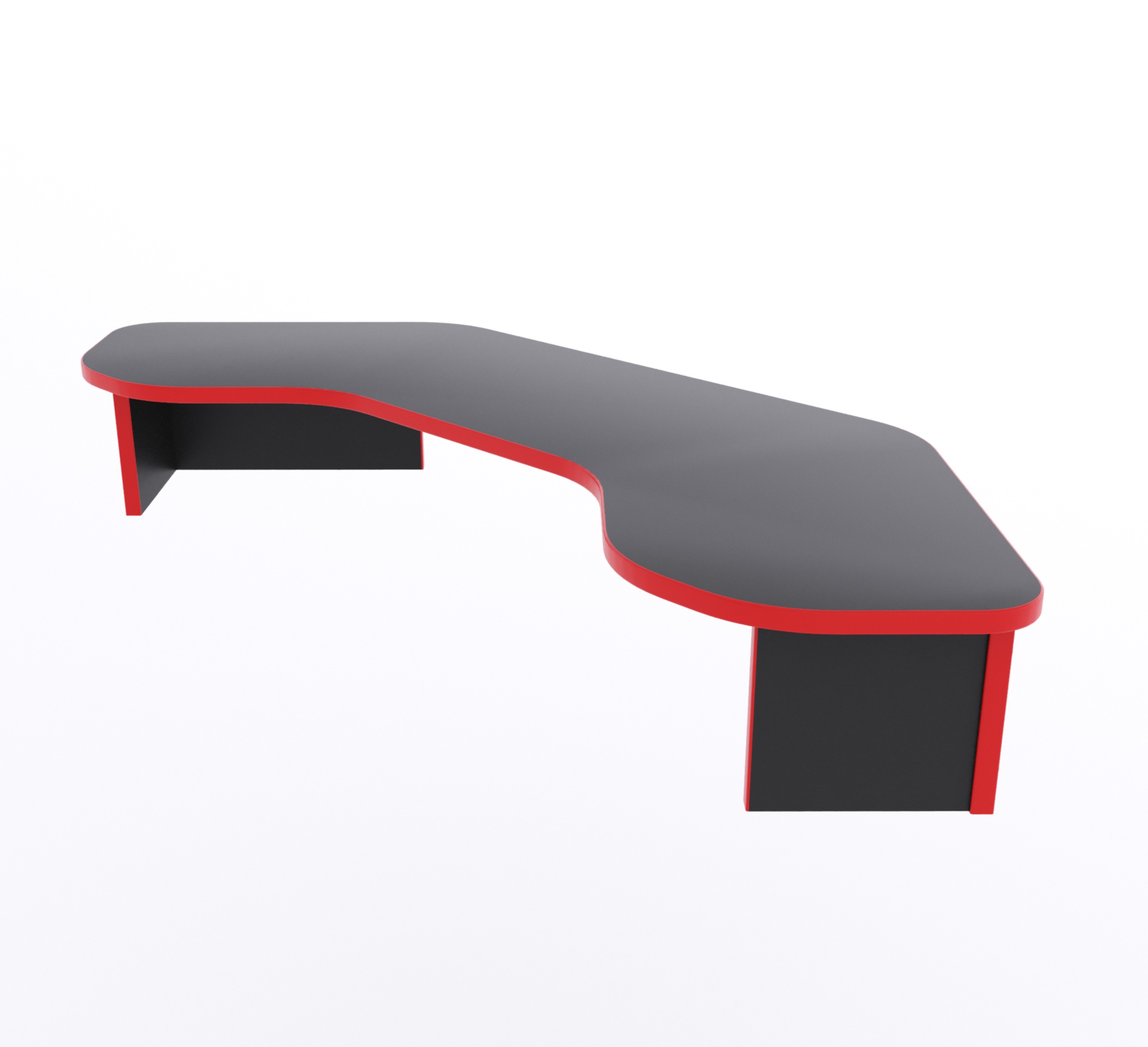 Полка для монитора для углового стола Stalkermebel, 140 см, черная с красной кромкой
