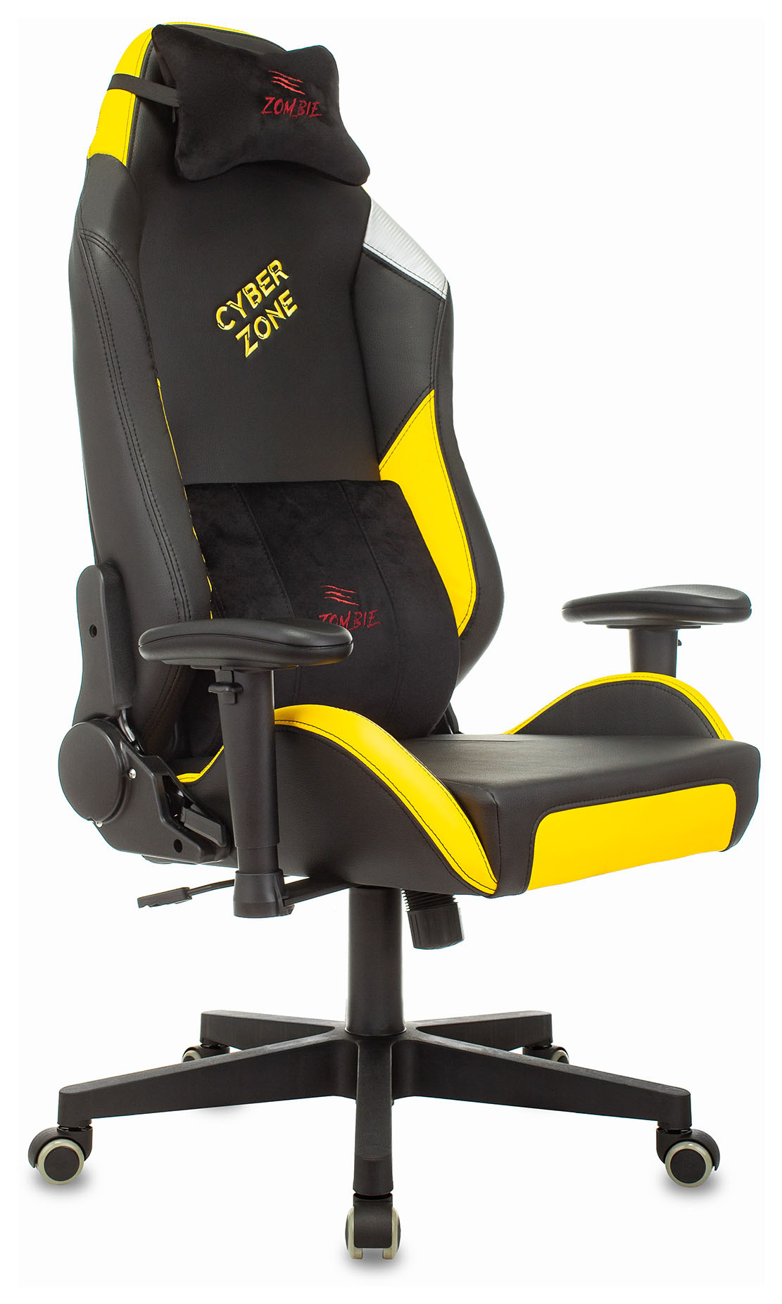 Кресло игровое ZOMBIE HERO CYBERZONE PRO, на колесиках, искусственная кожа, черный/желтый