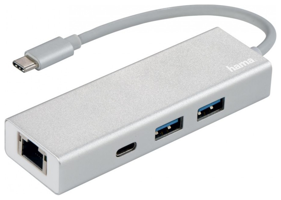 Разветвитель для компьютера Hama USB-C Aluminium белый 135757
