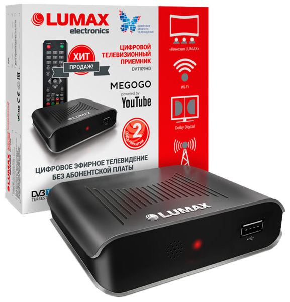 DVB-T2 приставка Lumax DV-1109HD Black