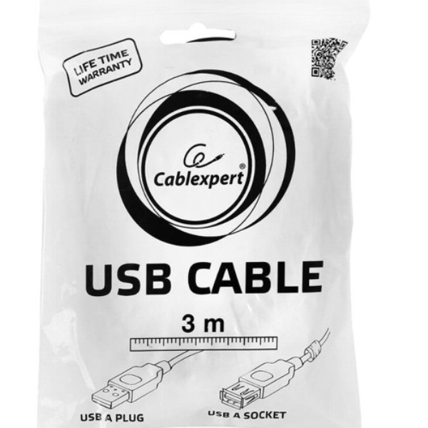 Кабель Gembird USB A-USB A, M-F 3м Black (CCF-USB2-AMAF-10)