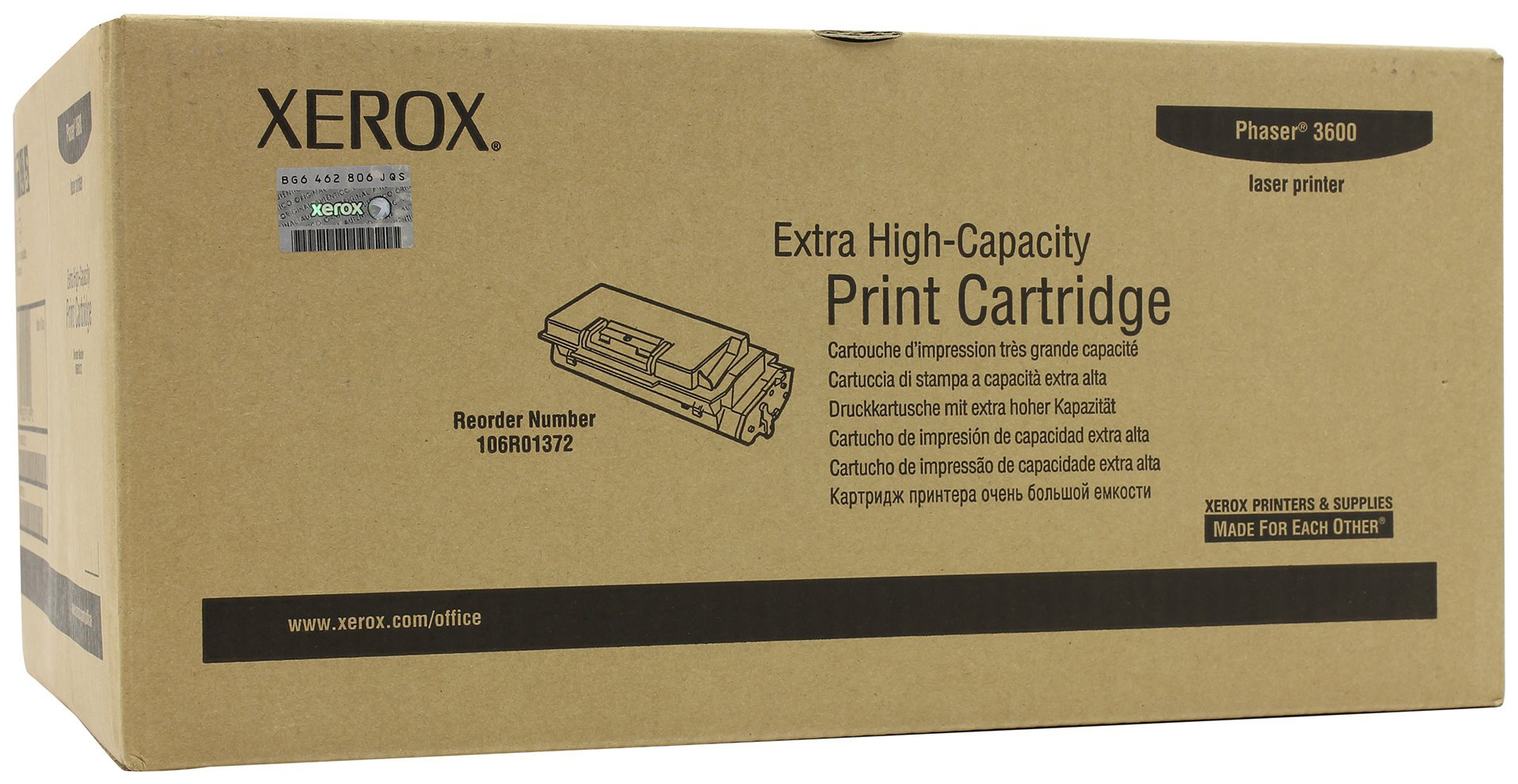 Картридж для лазерного принтера Xerox 106R01372, черный, оригинал