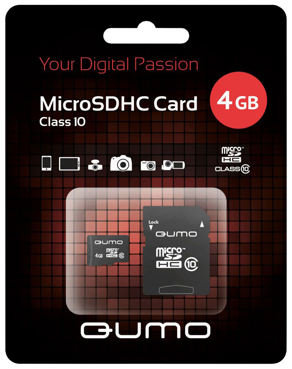 Карта памяти Qumo Micro SDHC QM4GMICSDHC10 4 GB