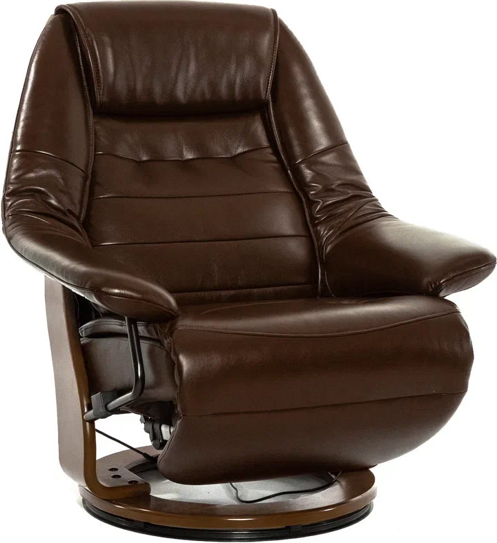 Кресло-реклайнер с электроприводом Relax Concord CH, коричневая кожа