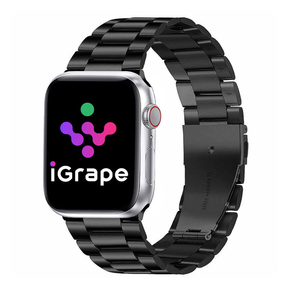 Ремешок iGrape для Apple Watch из нержавеющей стали 42/44/45 мм (Черный)