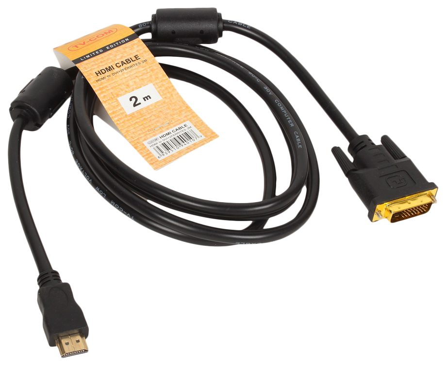 Кабель VCOM HDMI-DVI, M-M 2м Black (LCG135F-2M)