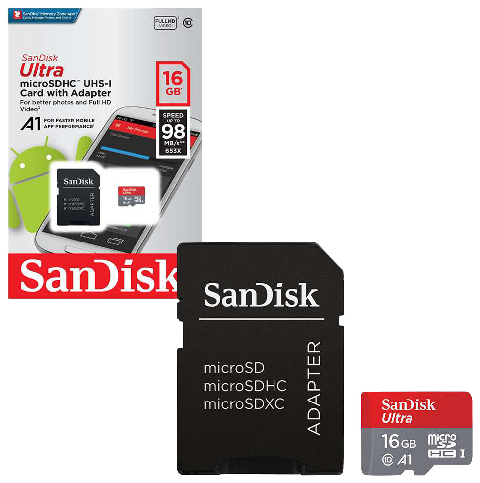 Карта памяти SanDisk Micro SDHC SDSQUAR-016G-GN6MA 16GB