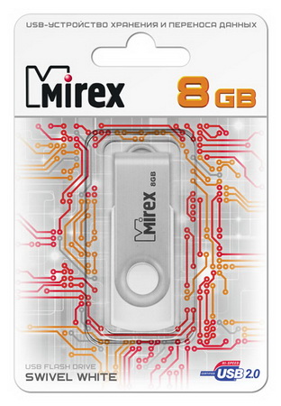 Флешка MIREX Swivel 8ГБ White (13600-FMUSWT08)