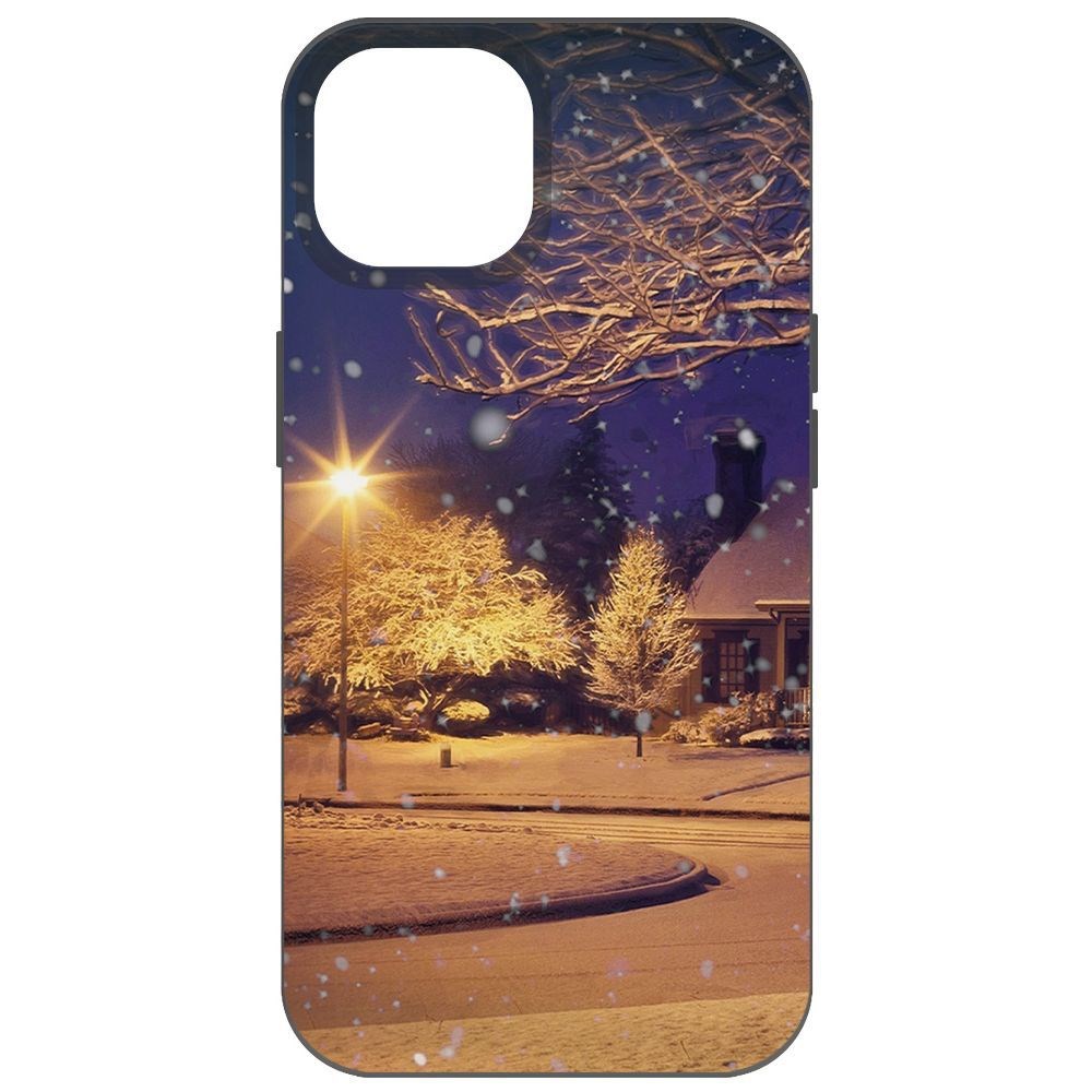 Чехол-накладка Krutoff Софт Кейс Зимняя сказка для iPhone 14 черный