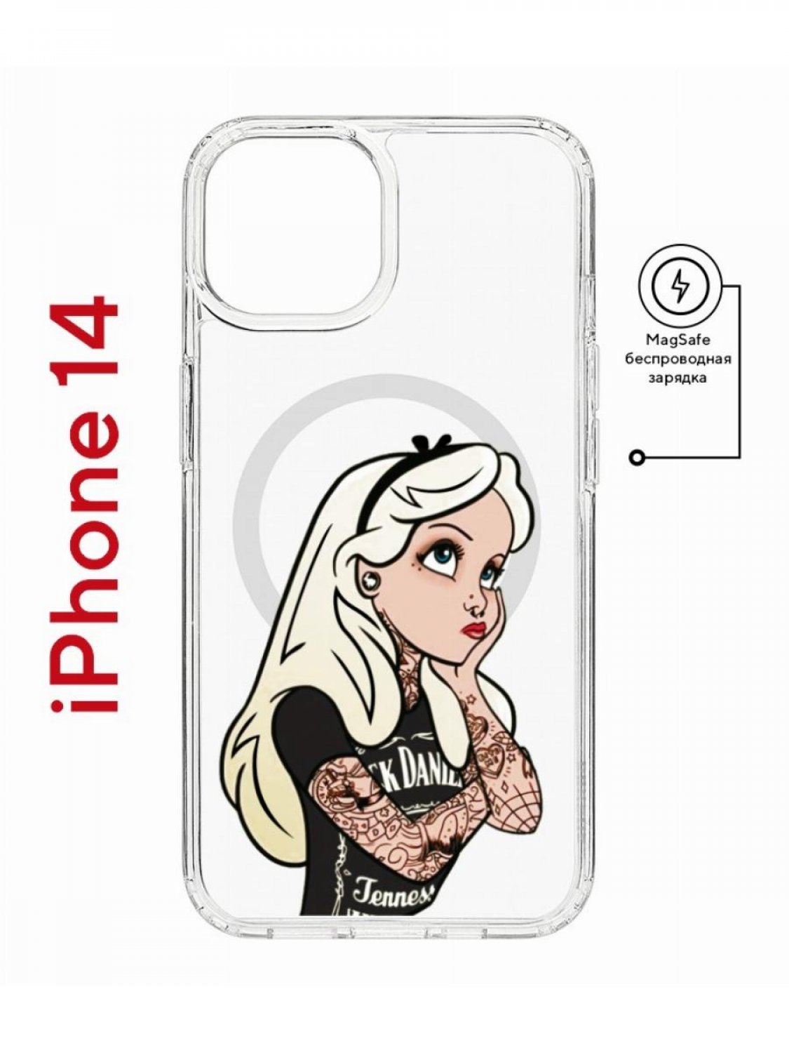 Чехол на iPhone 14 MagSafe с принтом Kruche Print Tattoo Girl противоударный с магнитом
