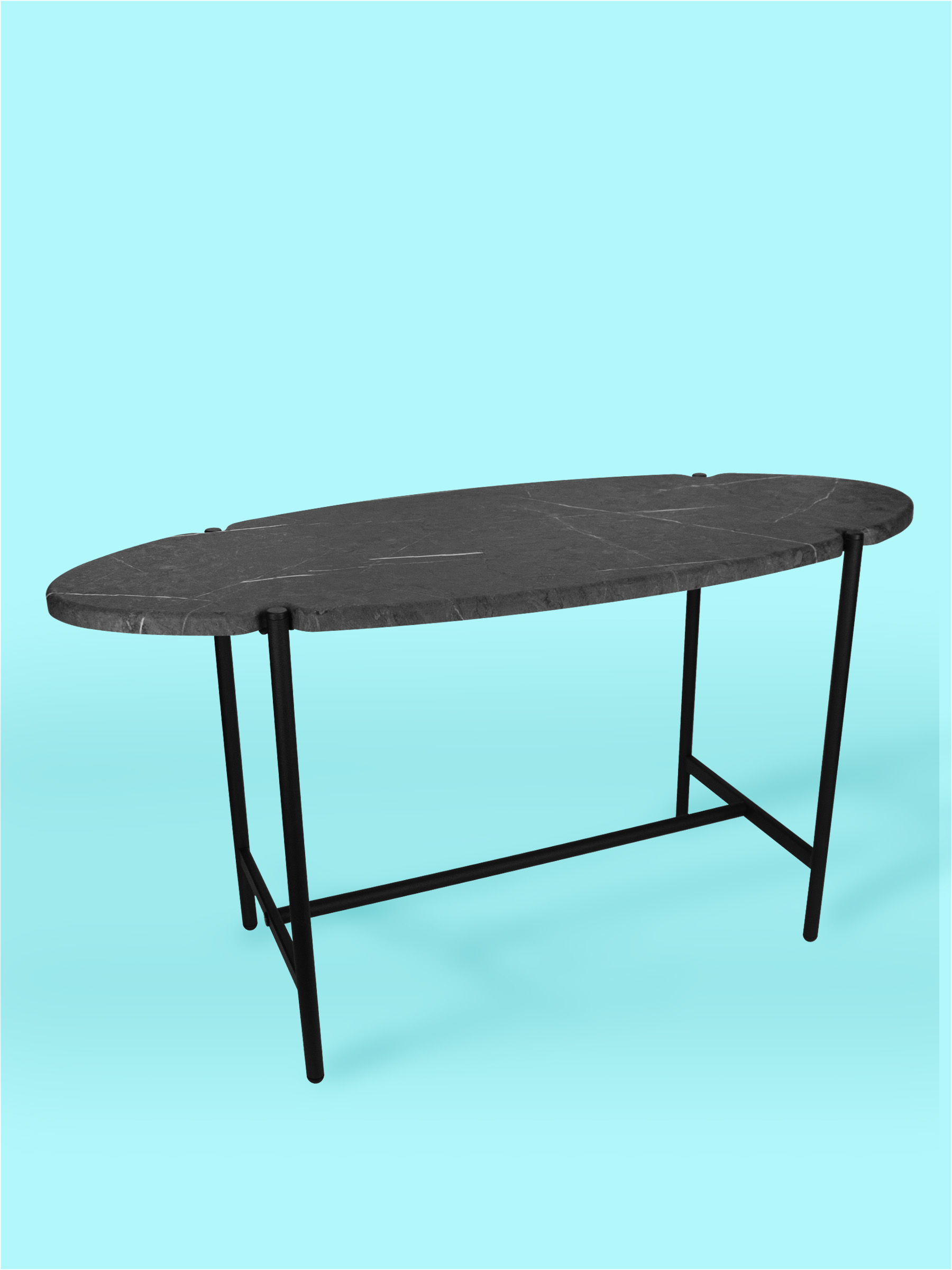 Журнальный столик Callisto mobili в стиле Лофт овальный низкий М025.0А59 Торос черный