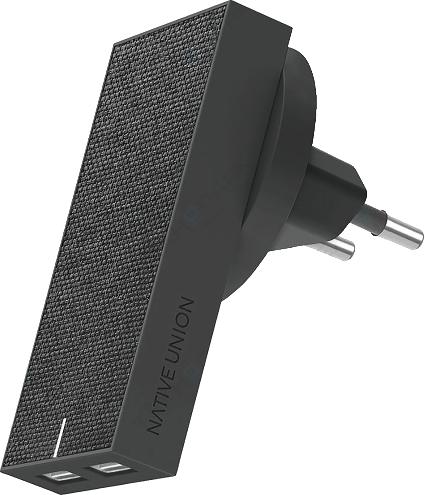 Сетевое зарядное устройство NATIVE UNION Smart 2, 2 USB, 3,1 A, (SMART-2-GRY-FB-INT) grey