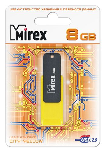 Флешка MIREX City 8ГБ Yellow/Black (13600-FMUCYL08)