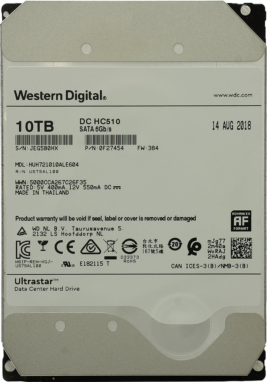 Жесткий диск WD Ultrastar He10 10ТБ (HUH721010ALE604)