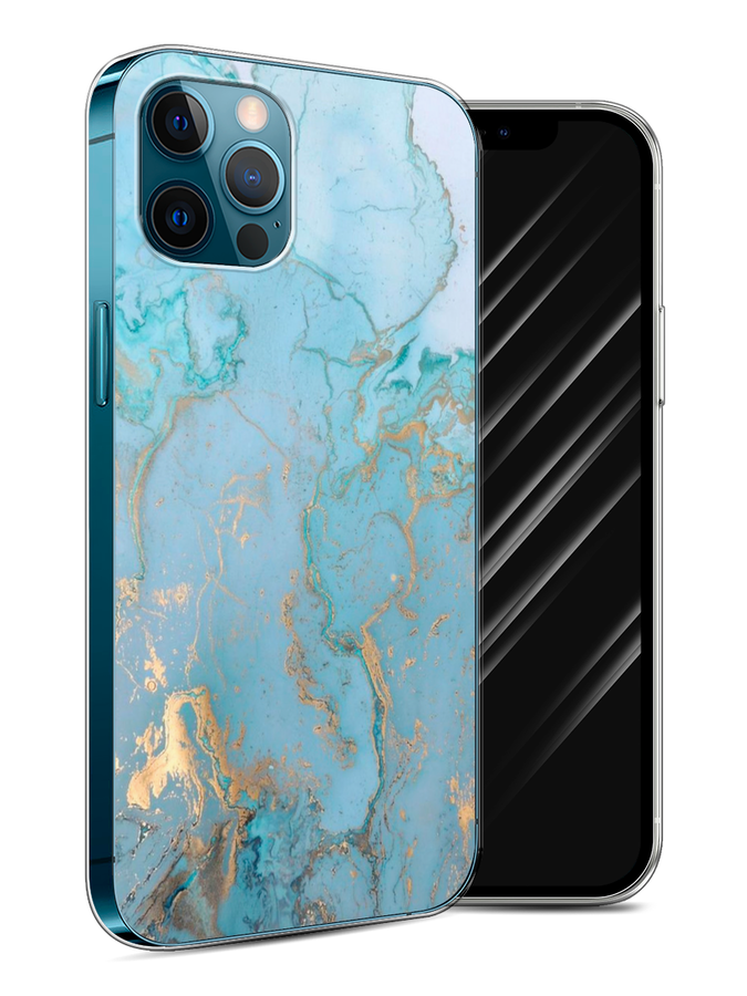 Чехол Awog на Apple iPhone 12 / Айфон 12 "Голубой мрамор рисунок"