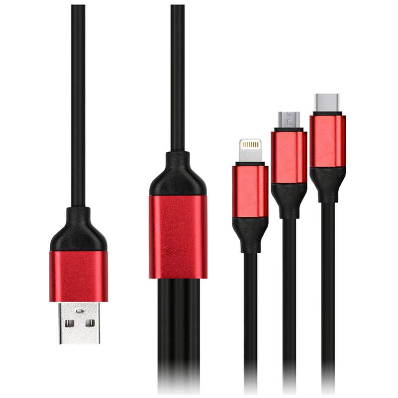 Кабель SmartBuy USB - Type-C / Micro USB / Lightning вилка-вилка м iK-312QBOMB black