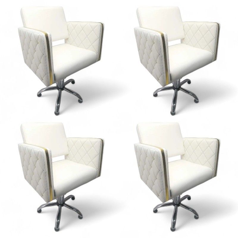 Парикмахерское кресло Мебель Бьюти "Лотос II", Белый, Гидравлика пятилучье, 4 кресла