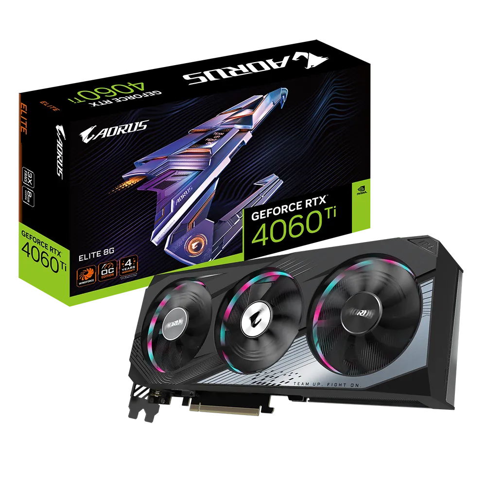 Видеокарта Gigabyte AORUS GeForce RTX 4060 Ti ELITE 8G (GV-N406TAORUS E-8GD)