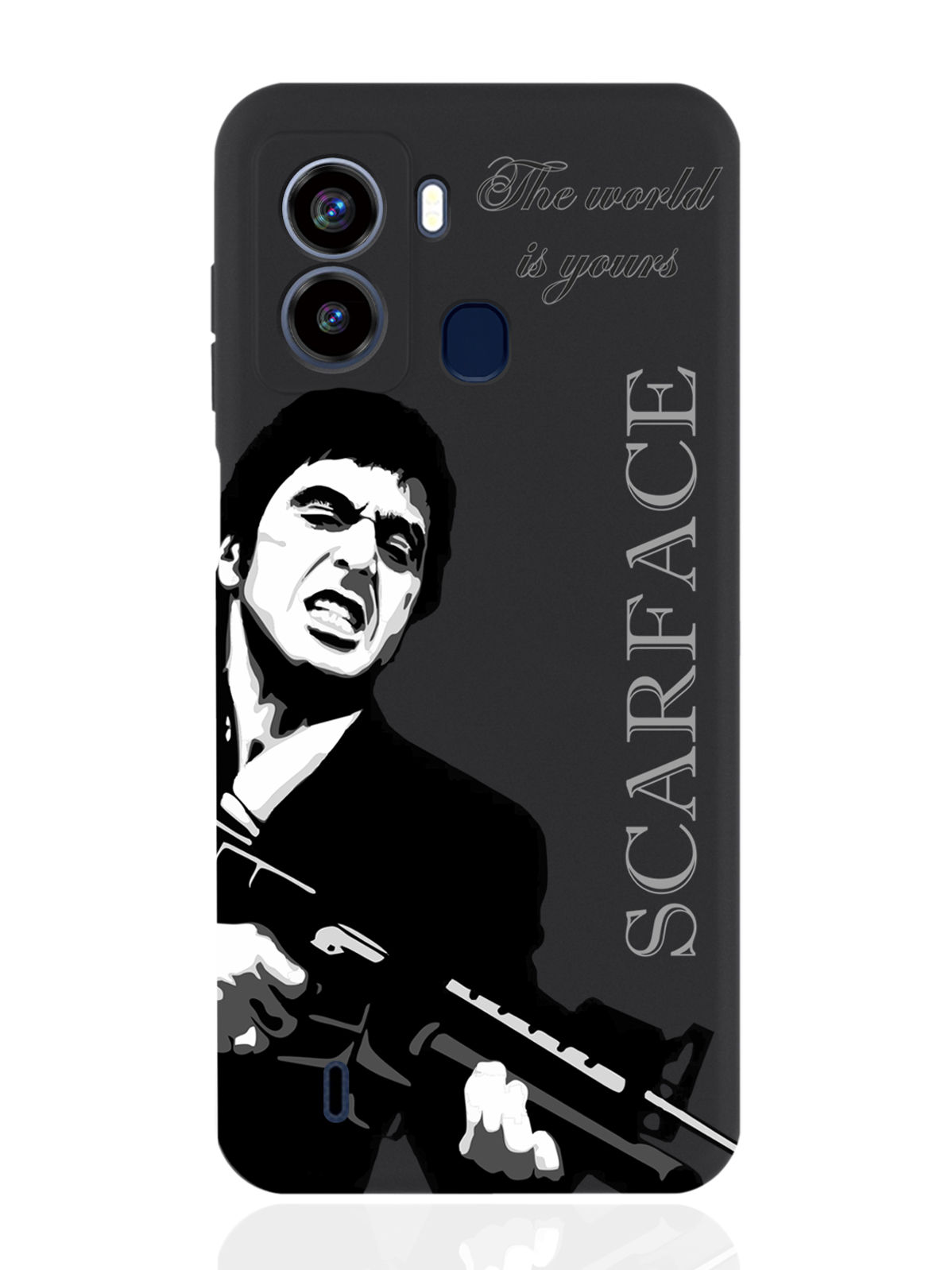 Чехол для Tecno Pop 6 Scarface Tony Montana Лицо со шрамом черный