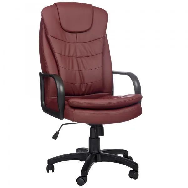 Компьютерное офисное кресло руководителя РосКресла Patrick-1 (бордовый/экокожа) на колесик