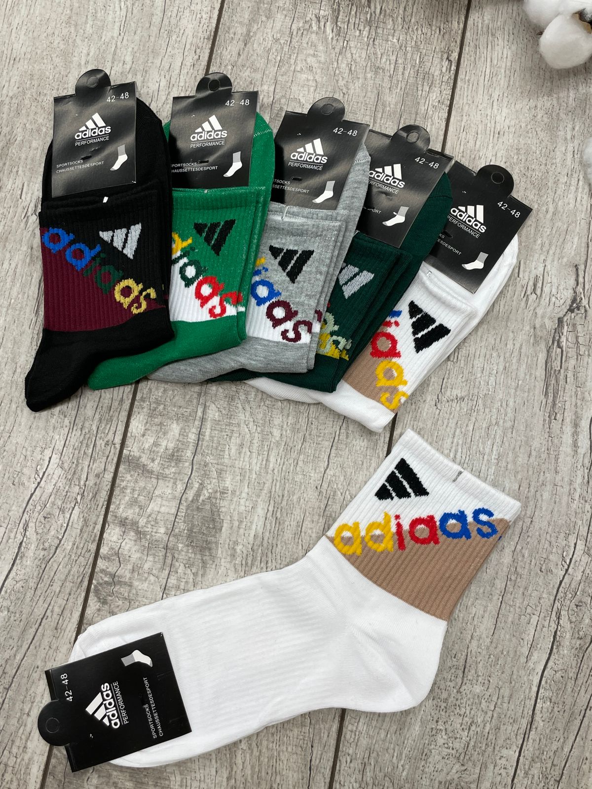 Комплект носков мужских Adidas средние в ассортименте 42-46