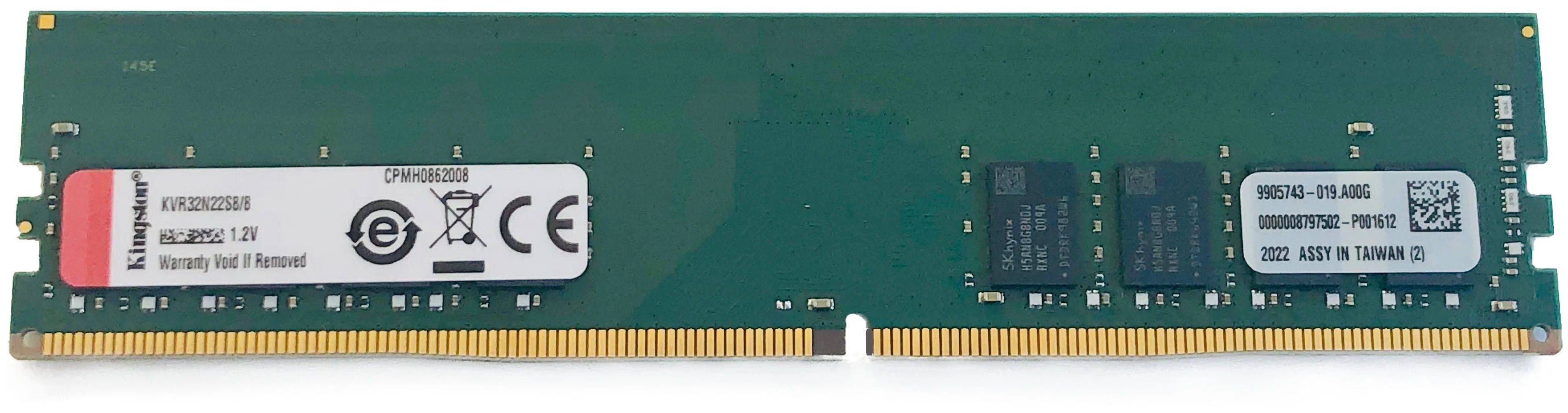 Оперативная память Kingston 8GB, DDR4 3200 DIMM, KVR32N22S8