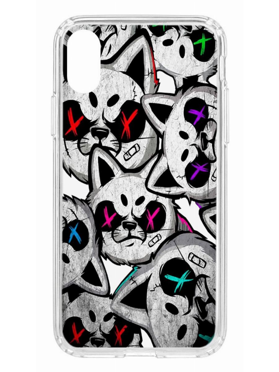 Противоударный чехол для Apple iPhone X / XS  КRUЧЕ Print Angry Cats прозрачный с рисунком