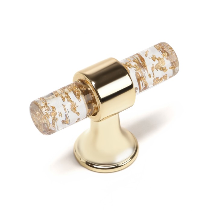 Ручка кнопка Cappio PK106 9905899, D=12 мм, прозрачно-золотой/золото