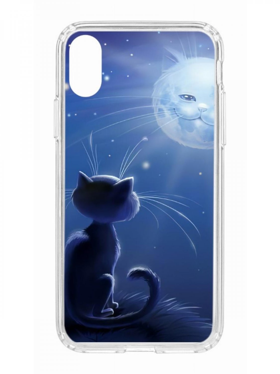 Противоударный чехол для Apple iPhone X / XS  КRUЧЕ Print Лунный кот прозрачный с рисунком