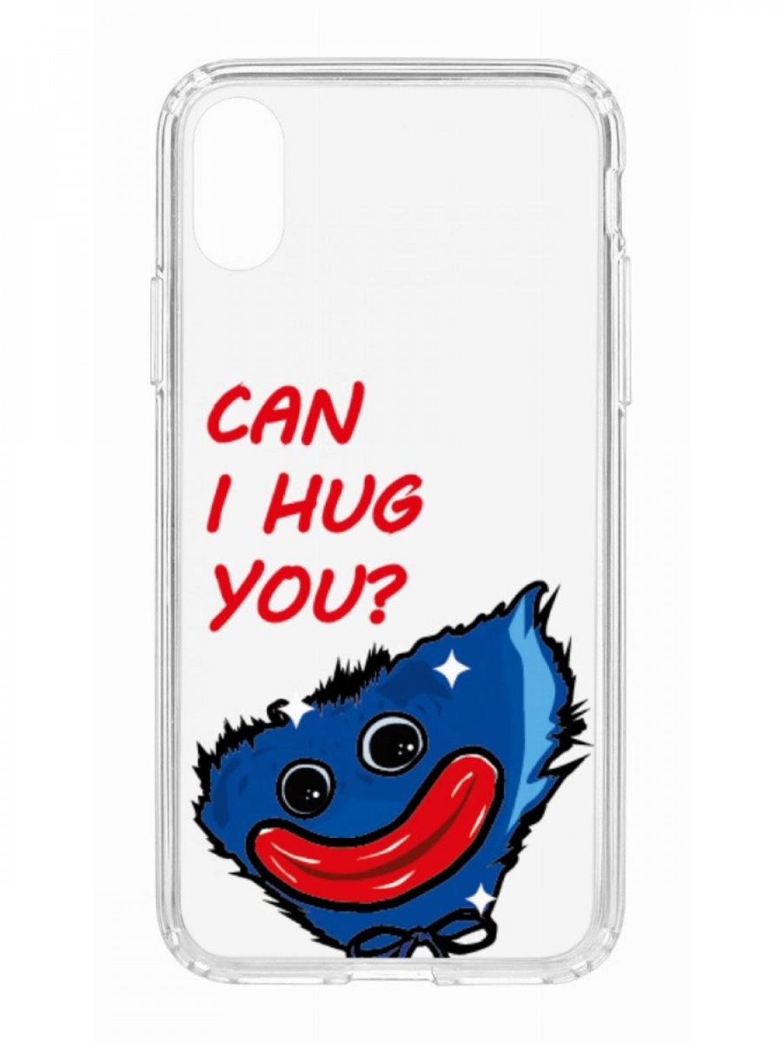 Противоударный чехол для iPhone X/XS КRUЧЕ Print Can i hug you прозрачный с рисунком