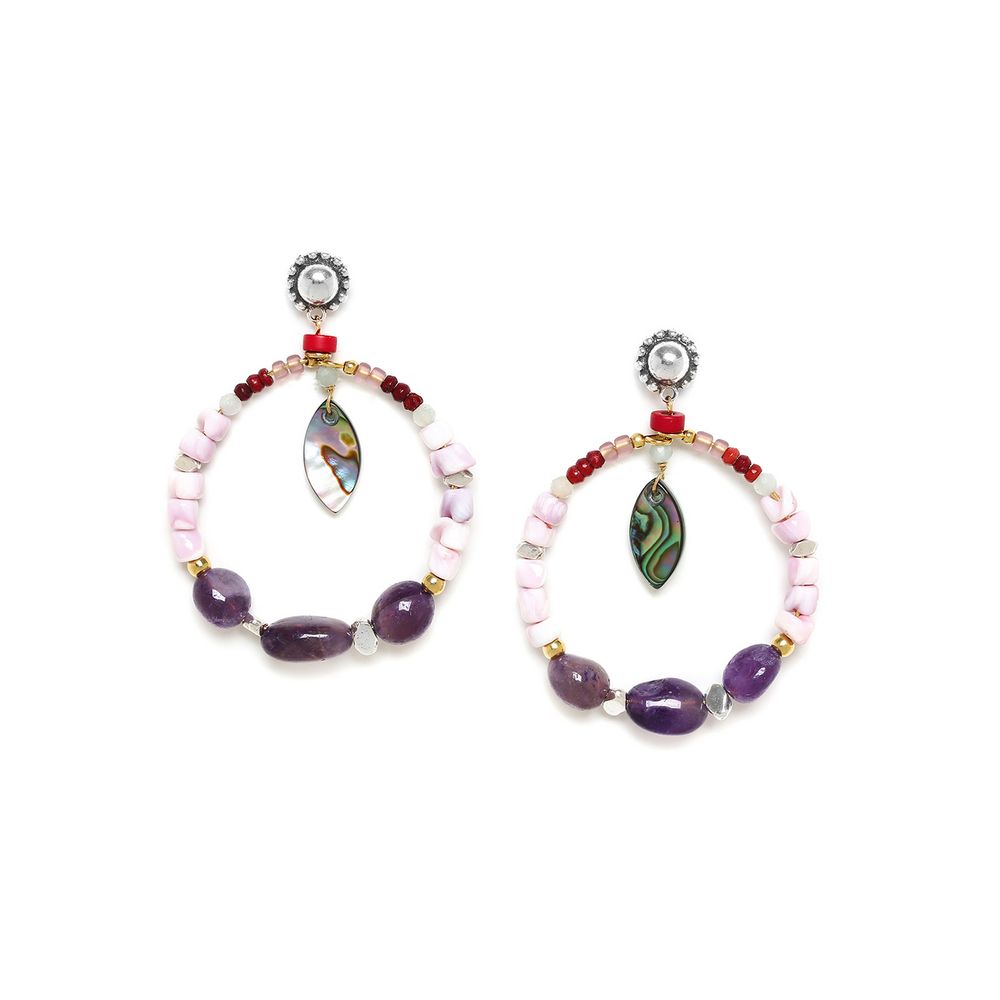 Серьги подвески из бижутерного сплава Nature Bijoux NB23.1-12-78267, амазонит/аметист