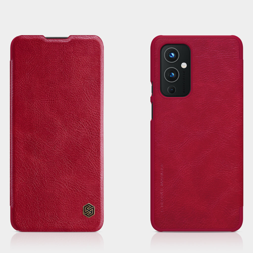 Кожаный чехол-книжка Nillkin Leather Qin для OnePlus 9R (красный)