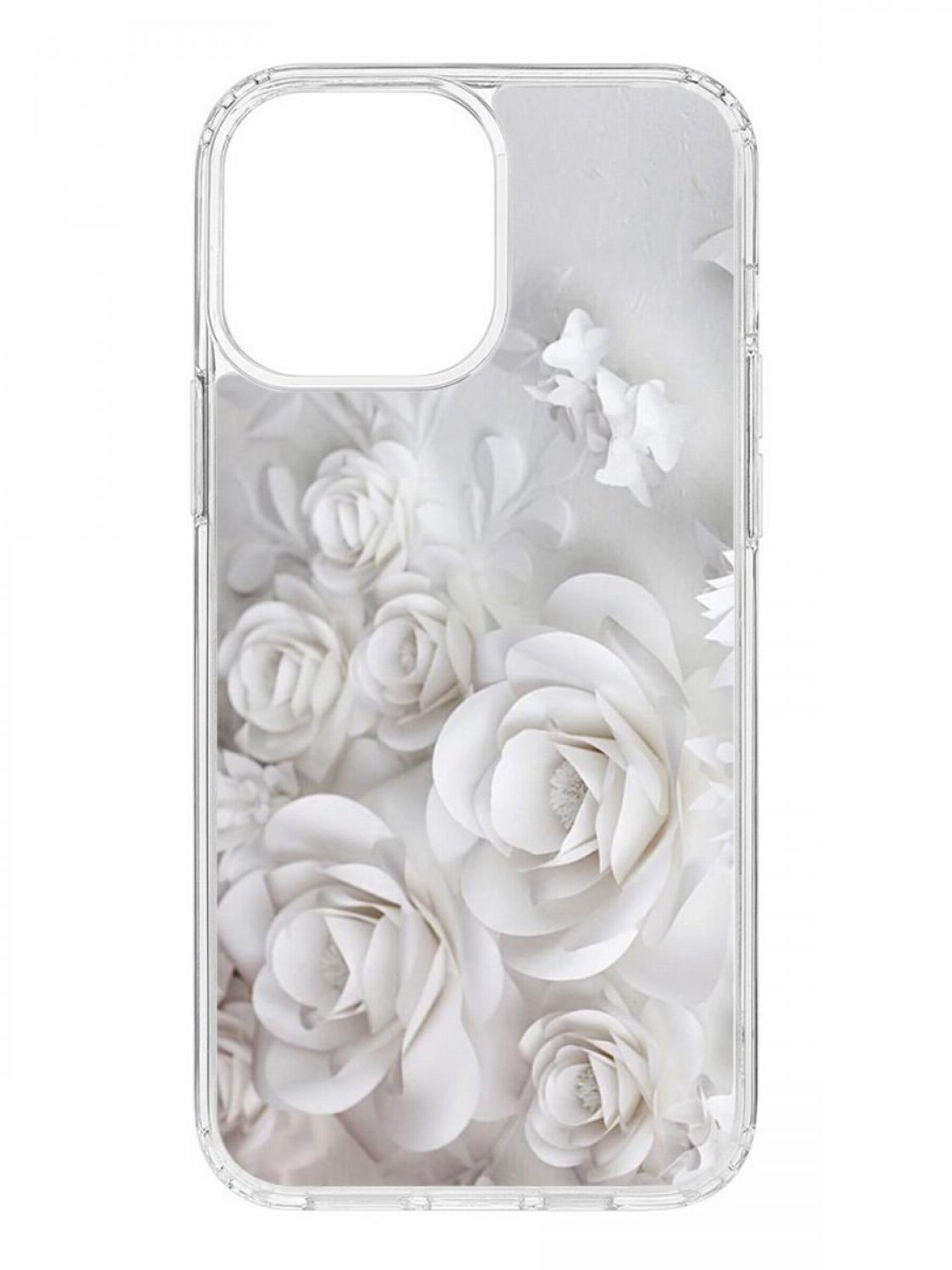 Противоударный чехол для Apple iPhone 13 Pro Max КRUЧЕ Print White roses прозрачный
