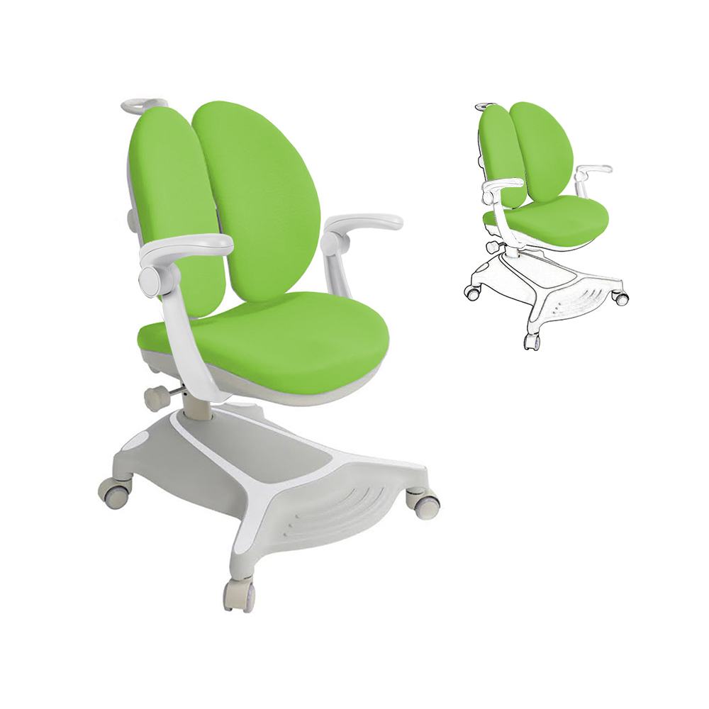 Растущее детское кресло с подлокотниками Cubby Bunias Grey с зеленым чехлом